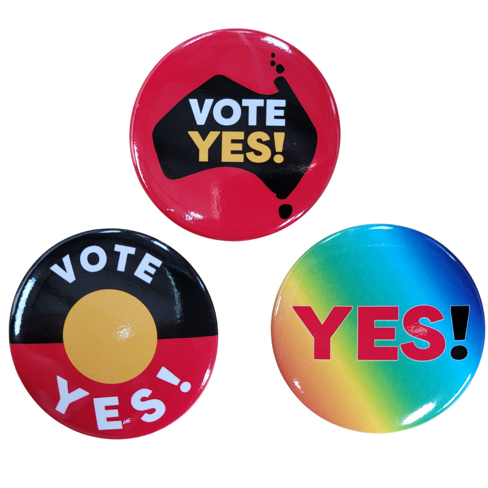 VOTE YES Badge 55mm - Voice to Parliament Badge – Patrick Australia Badges