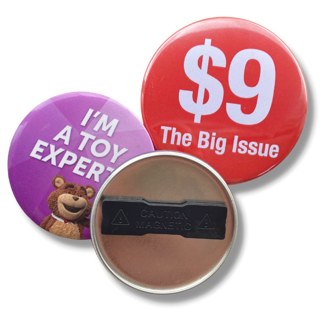 75mm Button Badges with Magnet Fastener | Australian Made